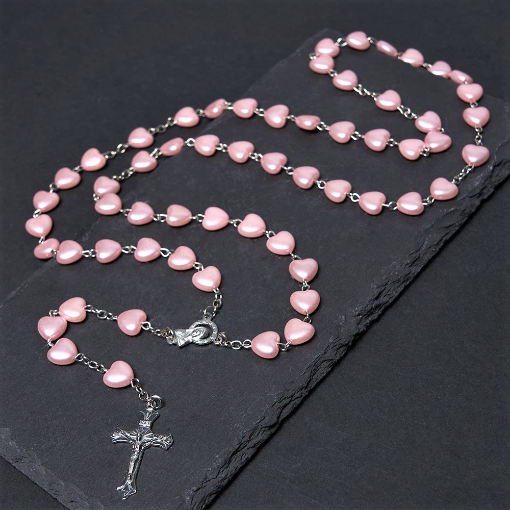 Pink rosary necklace store