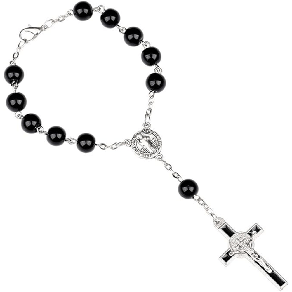 Handmade Beaded Cross Bracelet Pocket Rosary – 6mm Glass Beads ...