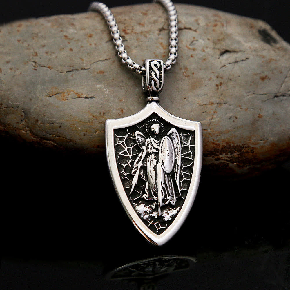 Christianartworkshop Archangel St. Michael Shield Amulet Titanium Neck ...