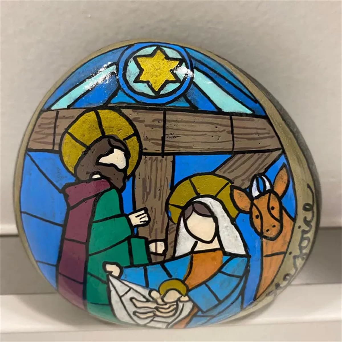 Nativity Scene Painted Rock – Christian Art Workshop