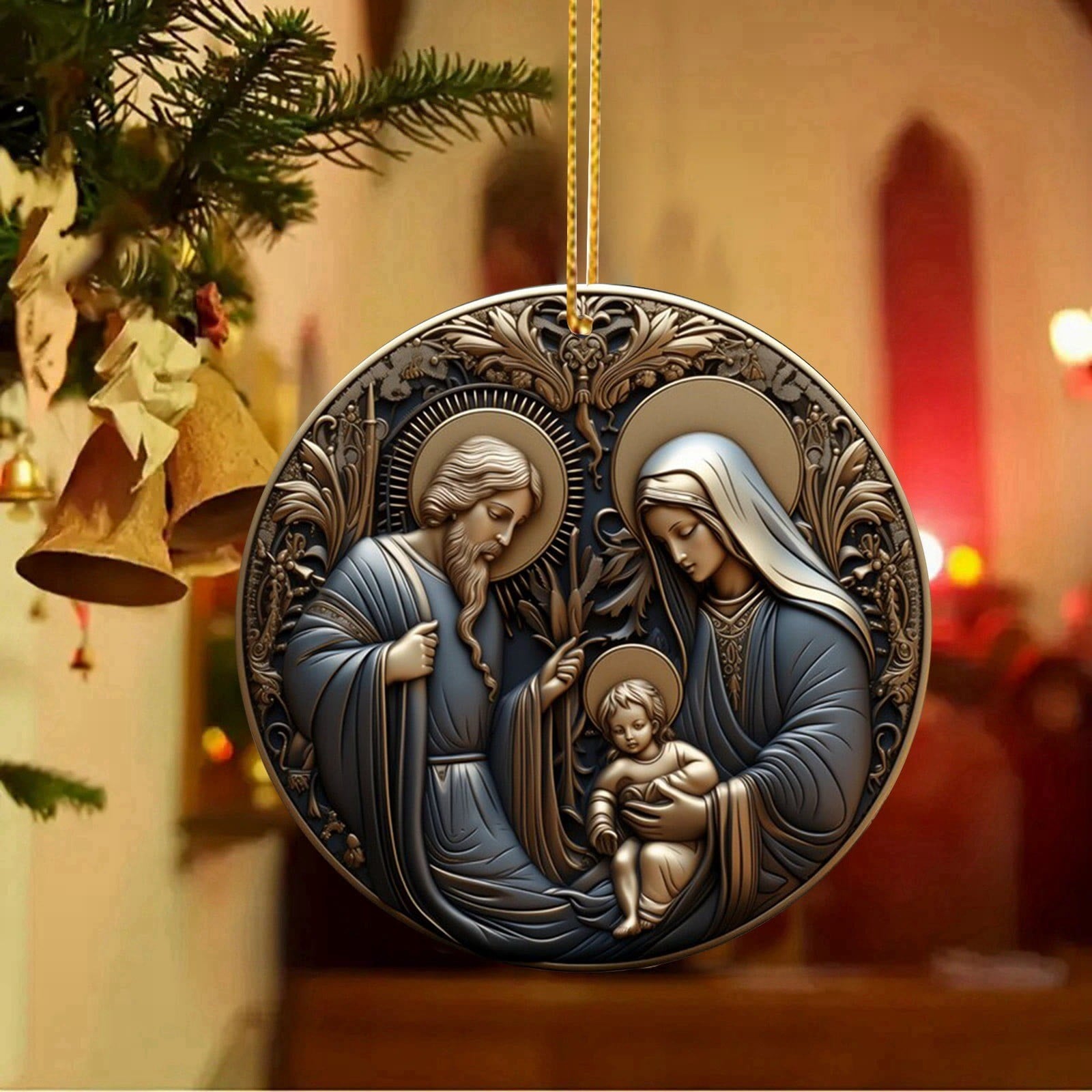 Christianartworkshop Retro Style Nativity Christmas Blessing Hanging O ...