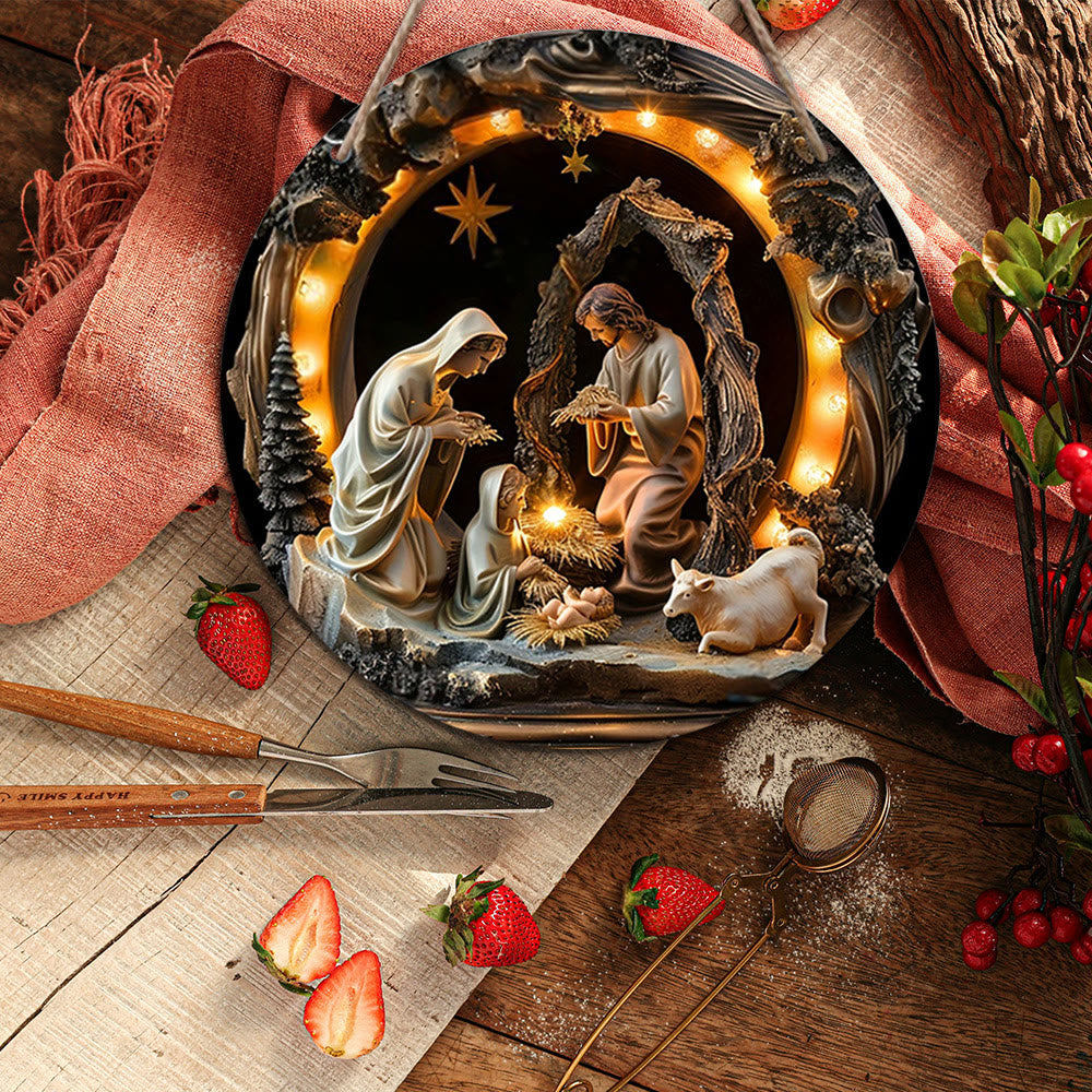 Christianartworkshop Realistic Style Nativity Scene Holy Night Wooden ...