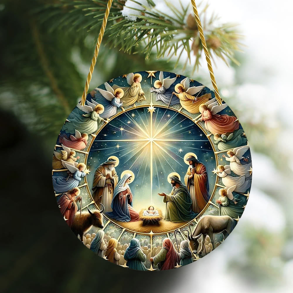 Christianartworkshop Styles Angels Nativity Scene Colorful Hanging Orn ...