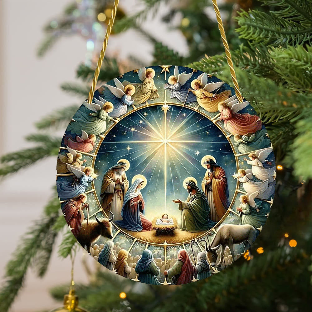 Christianartworkshop Styles Angels Nativity Scene Colorful Hanging Orn ...