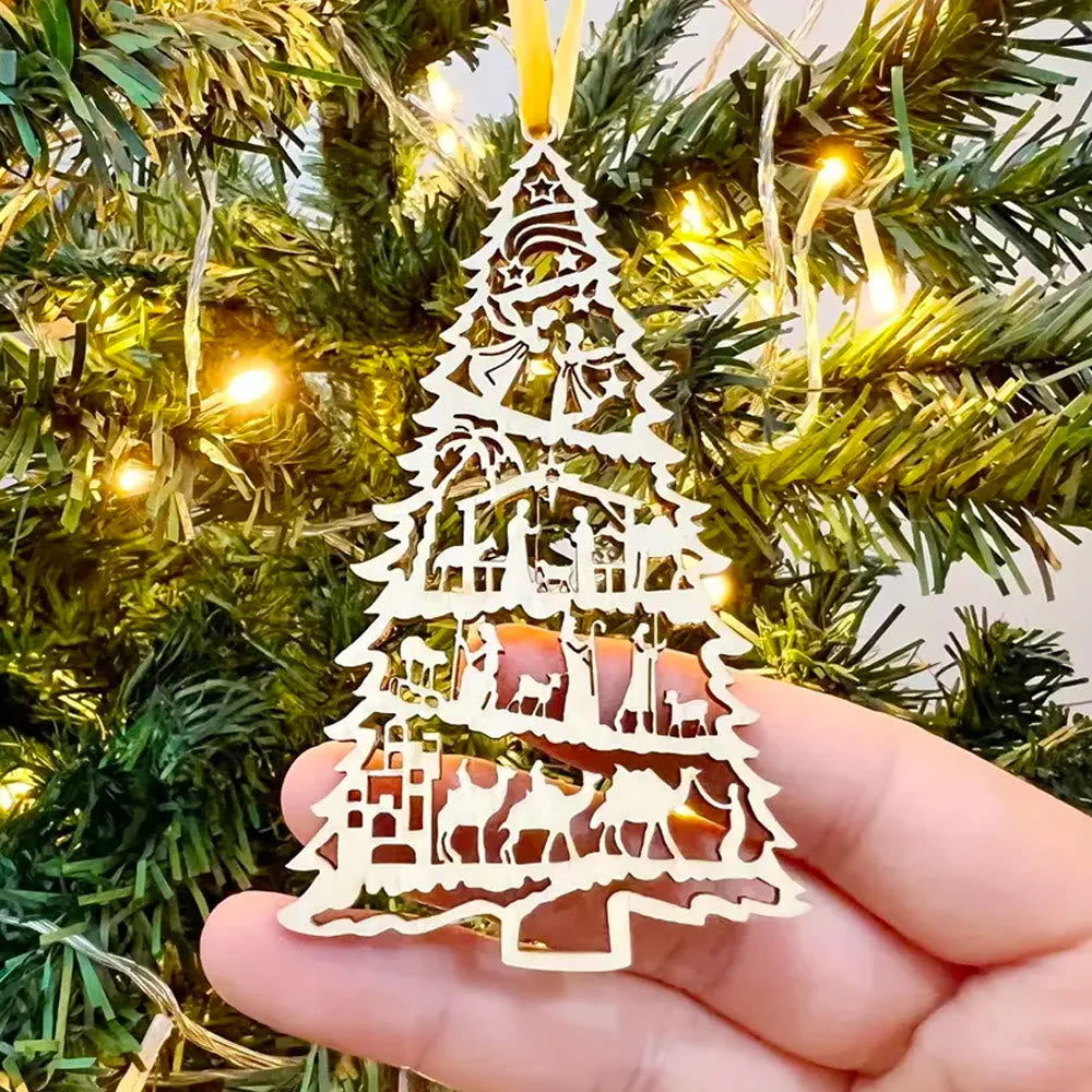 Christianartworkshop Classic Style Nativity Scene Tree-Shaped Wooden C ...