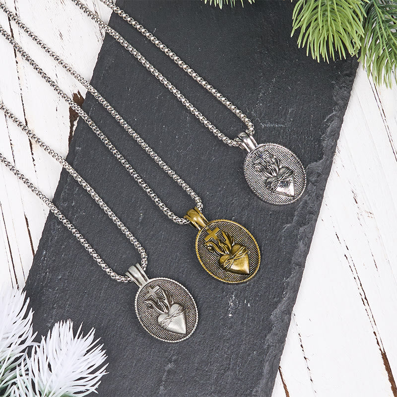 Christianartworkshop Vintage Style Sacred Heart Divine Emblem Pendant ...