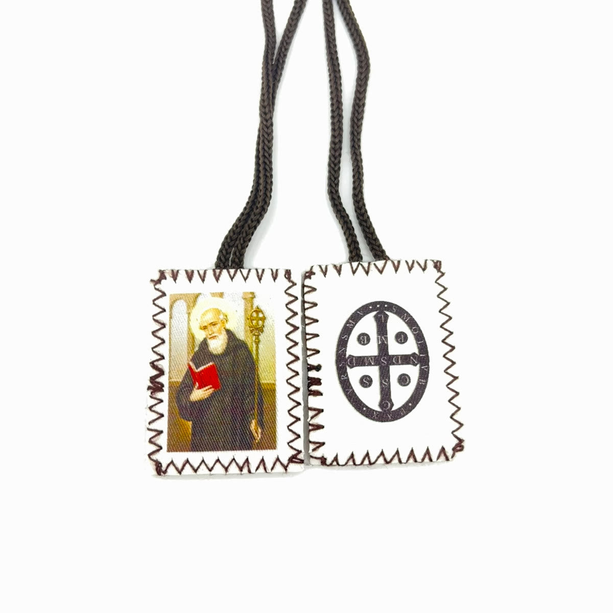 Christianartworkshop Vintage Stamp Shaped Scapular on Black Wool Cord ...