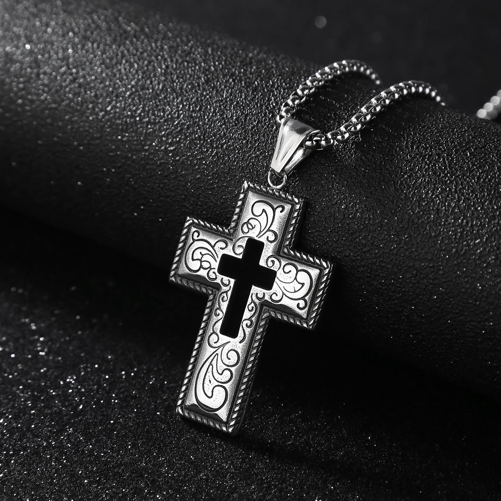 Christianartworkshop Vintage Antique Hollow Center Cross Necklace with ...