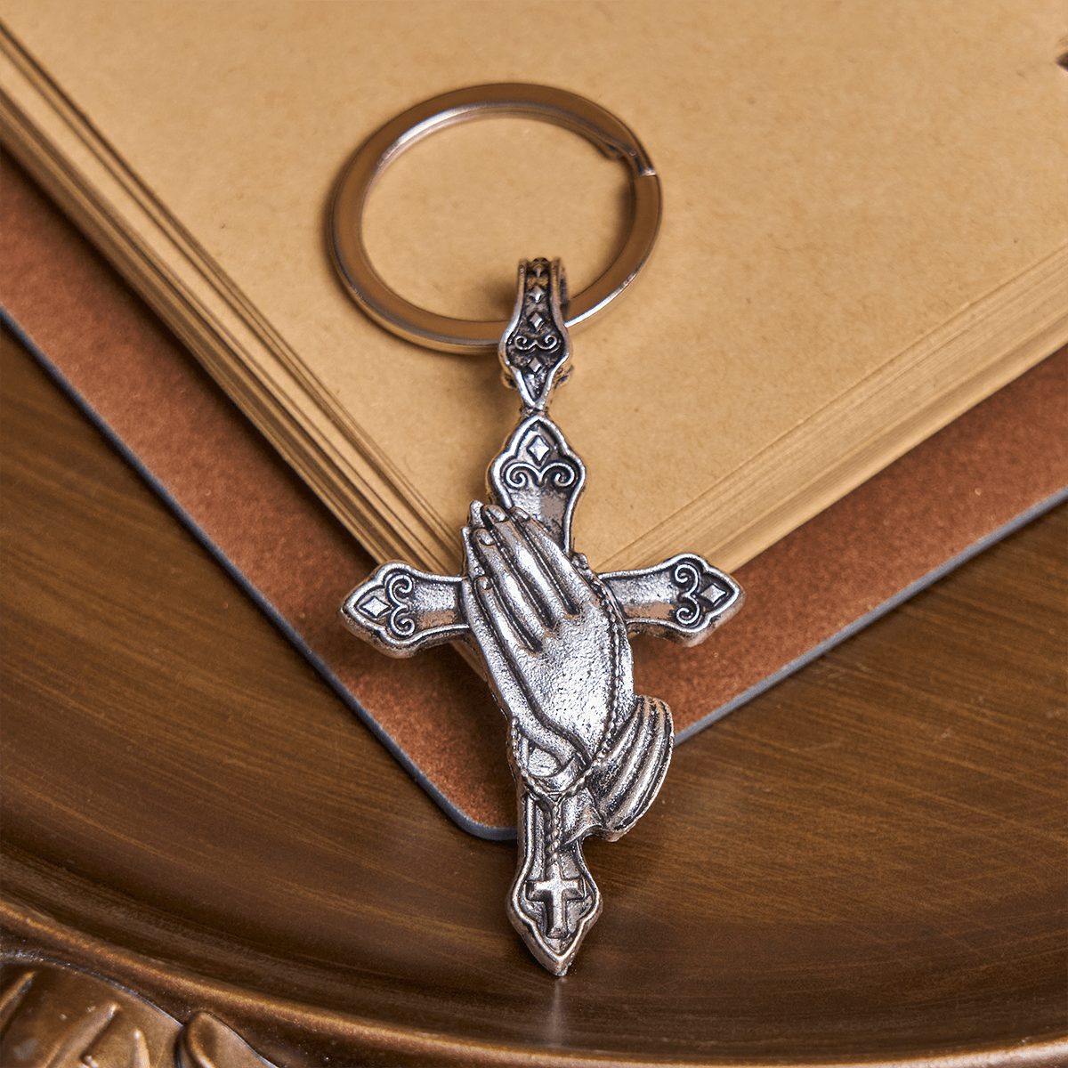 Faith in Every Step Praying Hands Cross Keychain - Christian Jewelry ...