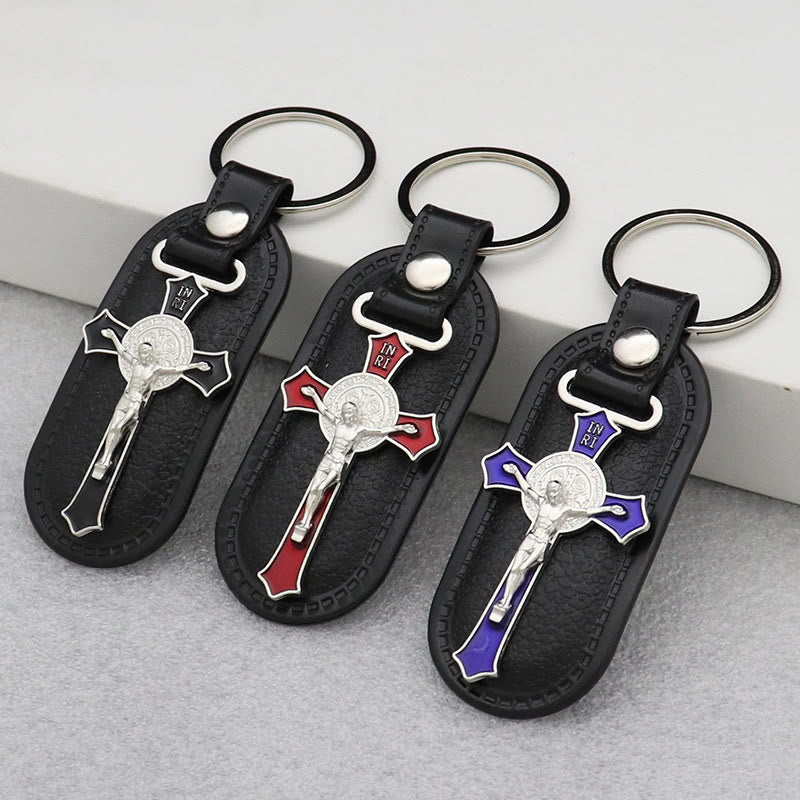 Christianartworkshop Stylish Colored Crucifix Keychain On Leather: Spi ...
