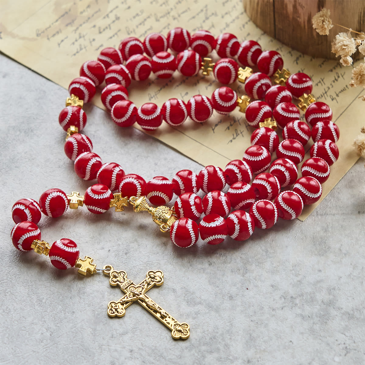 Blessed Mini Baseball Rosary with Golden Chalice & Crucifix — Christian ...