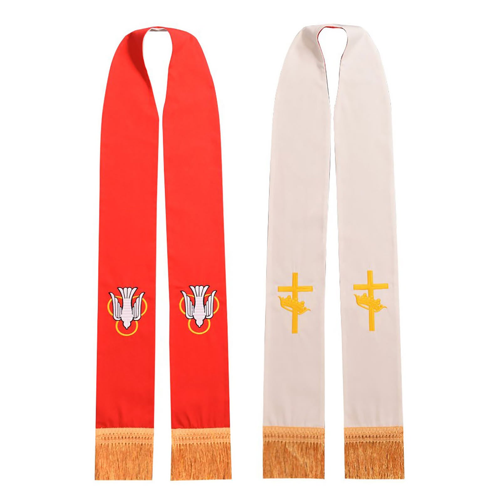 Traditional Red Clergy Stole with Holy Spirit Dove ...