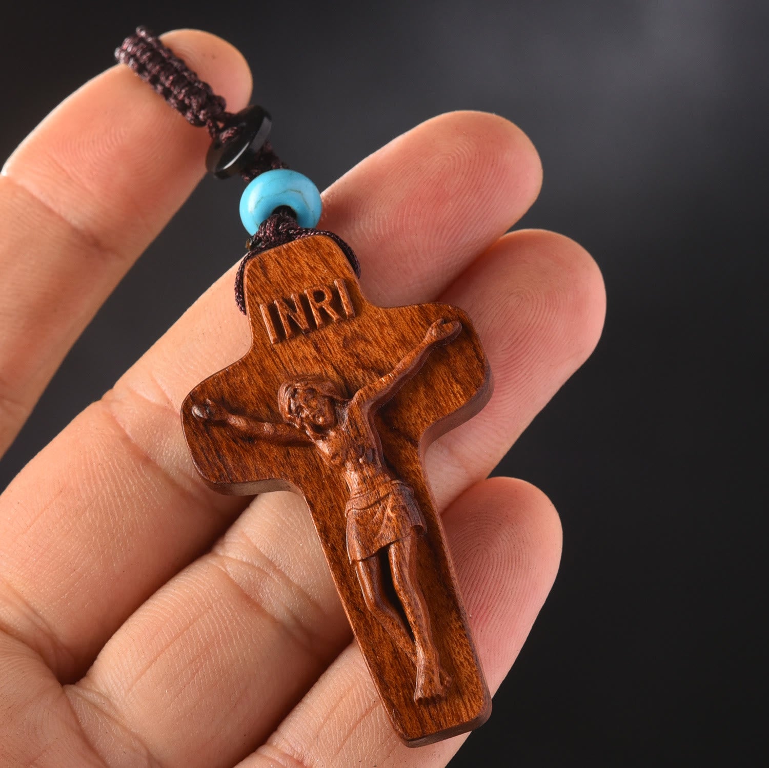 Christianartworkshop Dual-Color Wooden Jesus Cross Keychain with INRI ...