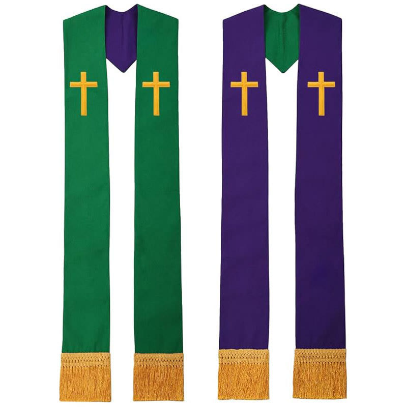 Christian Multi-Color Liturgical Clergy Stole with Gold Cross and ...