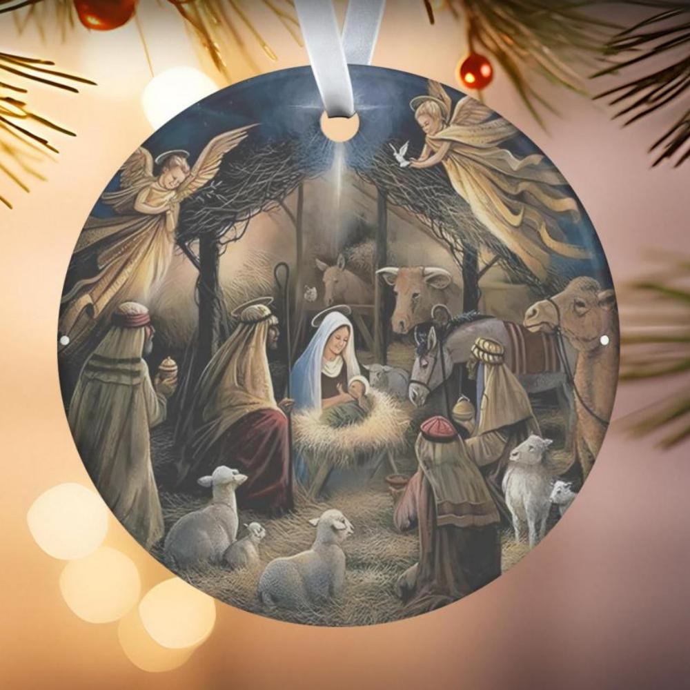 Christianartworkshop Night-Themed Nativity Hanging Ornaments with ...