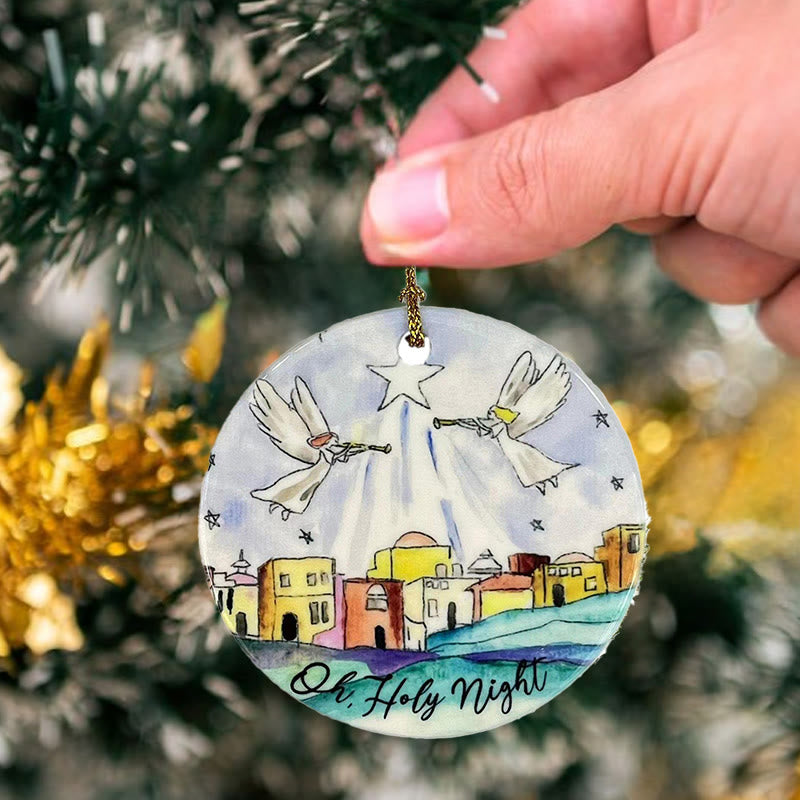 Christianartworkshop Colored Style Oh Holy Night Angels Star Christmas ...