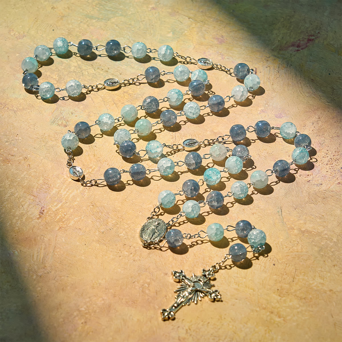 FREE Today: Handmade Original Grey Blue Rosary with Miraculous Medal ...