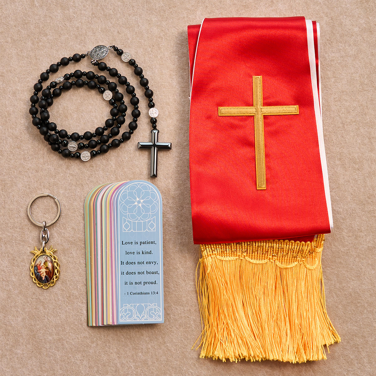 Christianartworkshop Red Golden Cross Blessing Set with Madonna ...