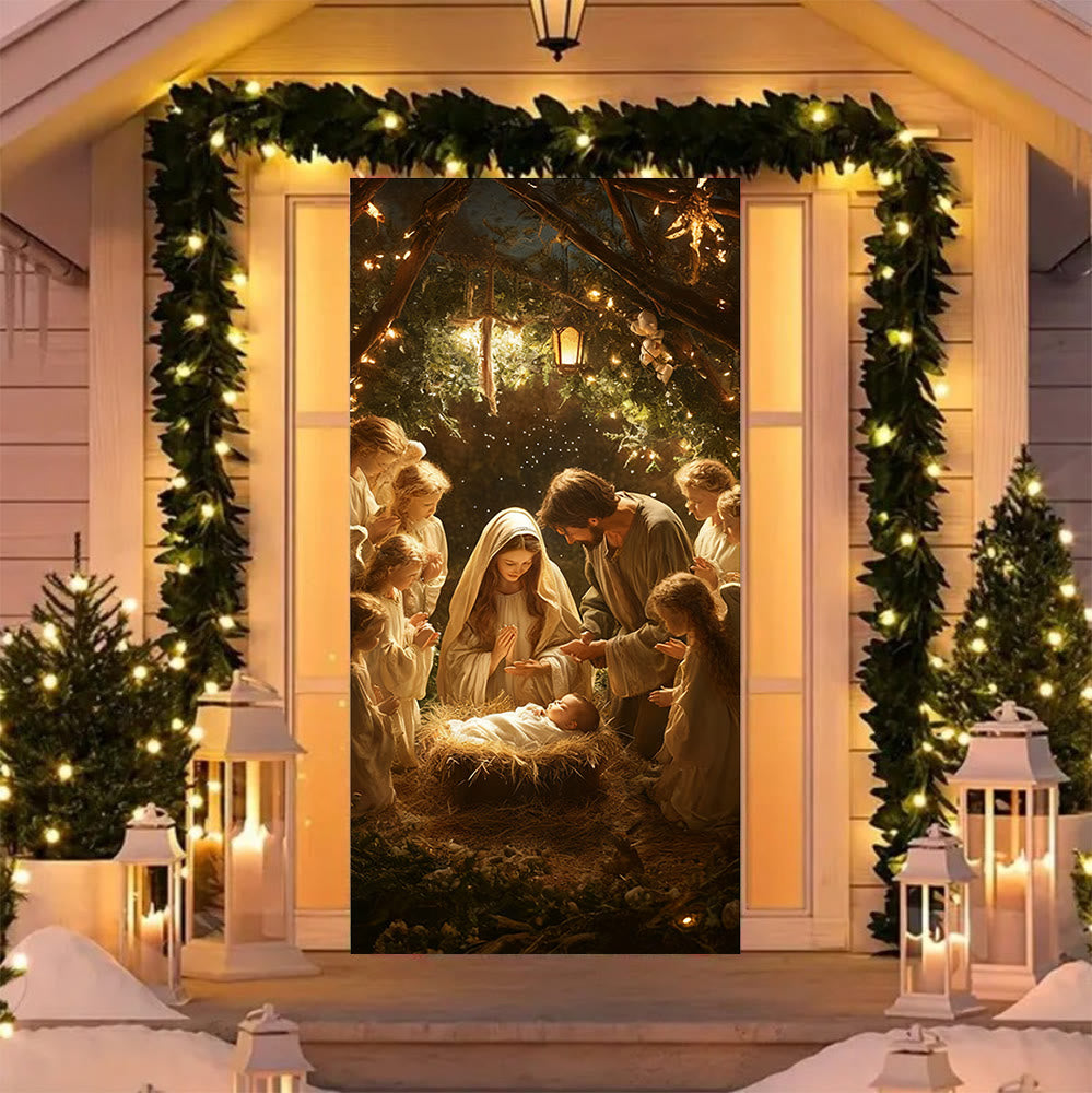 Christian Artwork Workshop Holy Nativity Moment Door Curtain - Faithful ...