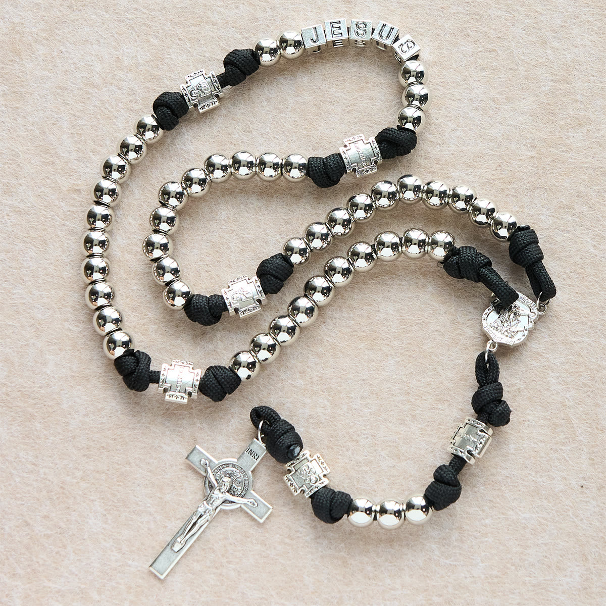 Christianartworkshop Custom Battle Rosary with Silver Beads and ...