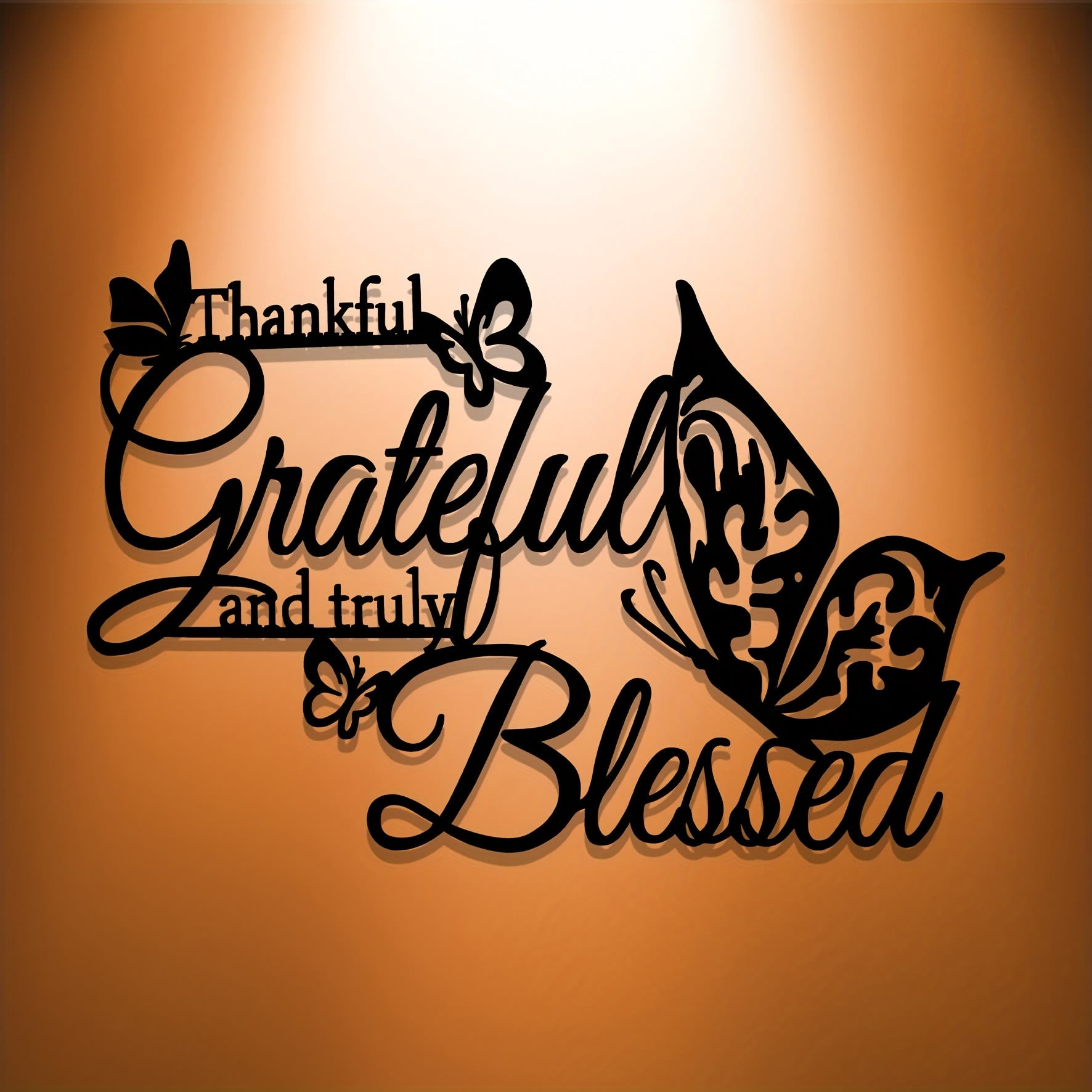 Grateful Blessed Butterfly Metal Wall Decor - Faith & Gratitude Home ...