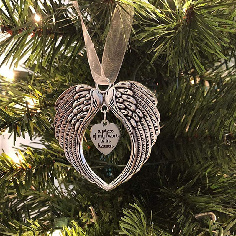 Christian Angel Wings & Heart Ornament - Memorial Christmas Decoration ...