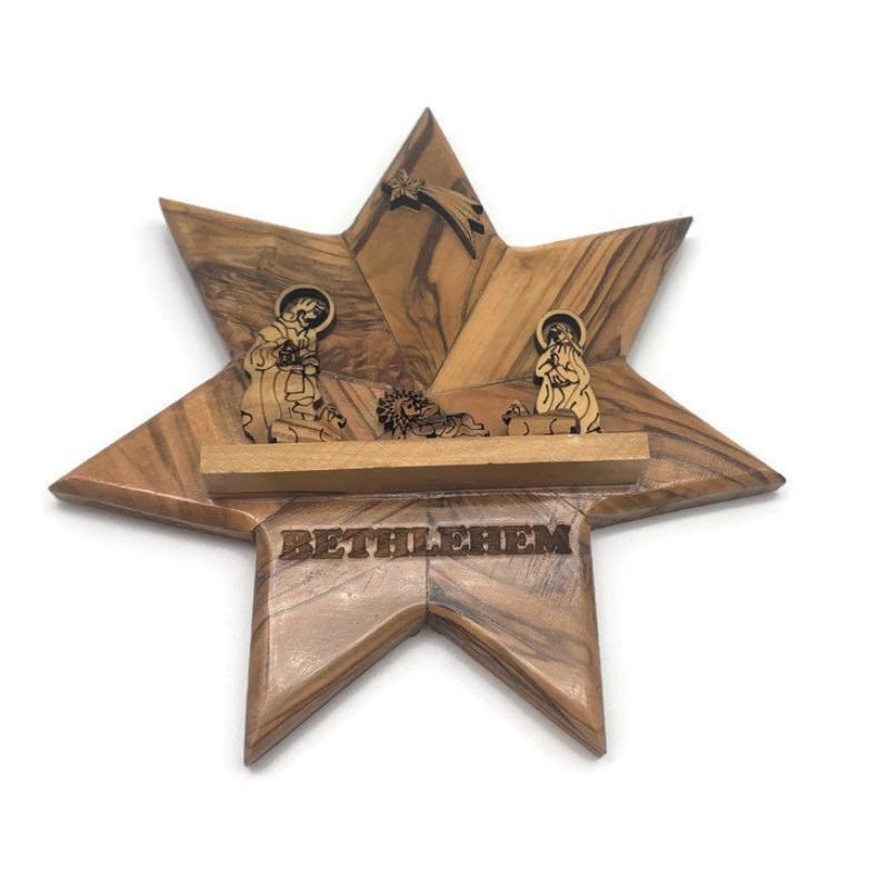 Christianartworkshop Bethlehem Star Olive Wood Nativity Ornament ...