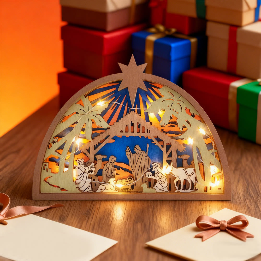 Layered Wooden Nativity Ornament – Christian Artwork for Faith Decor ...