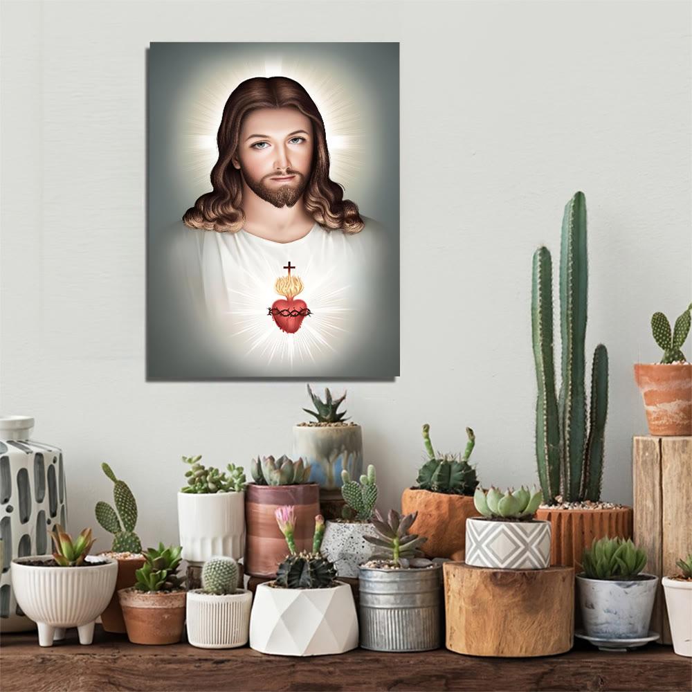 Jesus Sacred Heart Canvas Wall Art — Christian Home Decor – Christian ...
