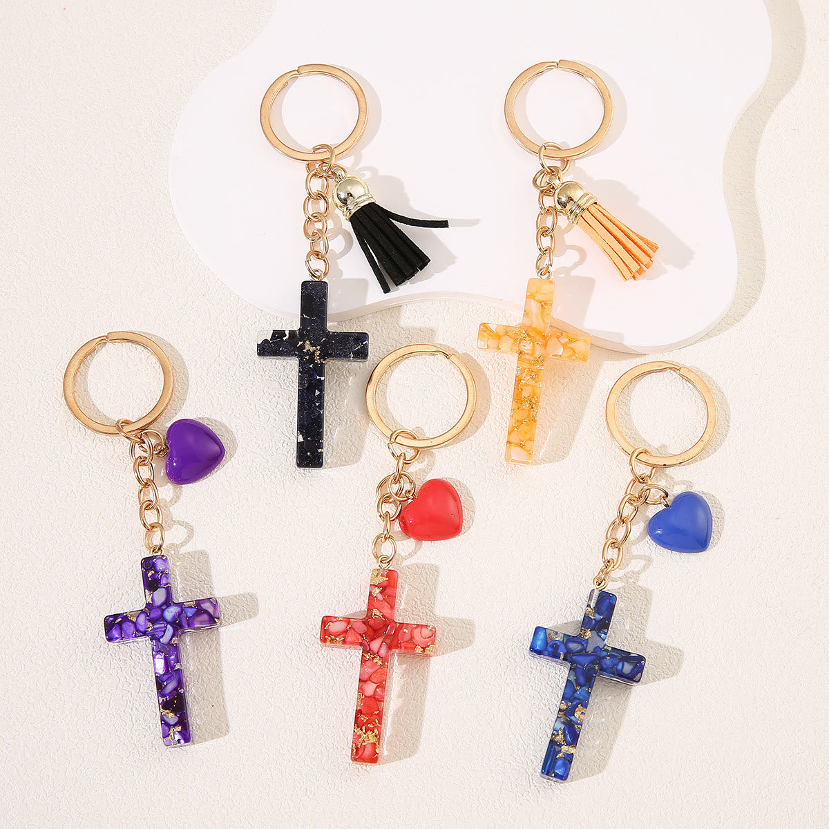 Christian Jewelry Resin Cross Keychains with Heart Accent – Faith ...