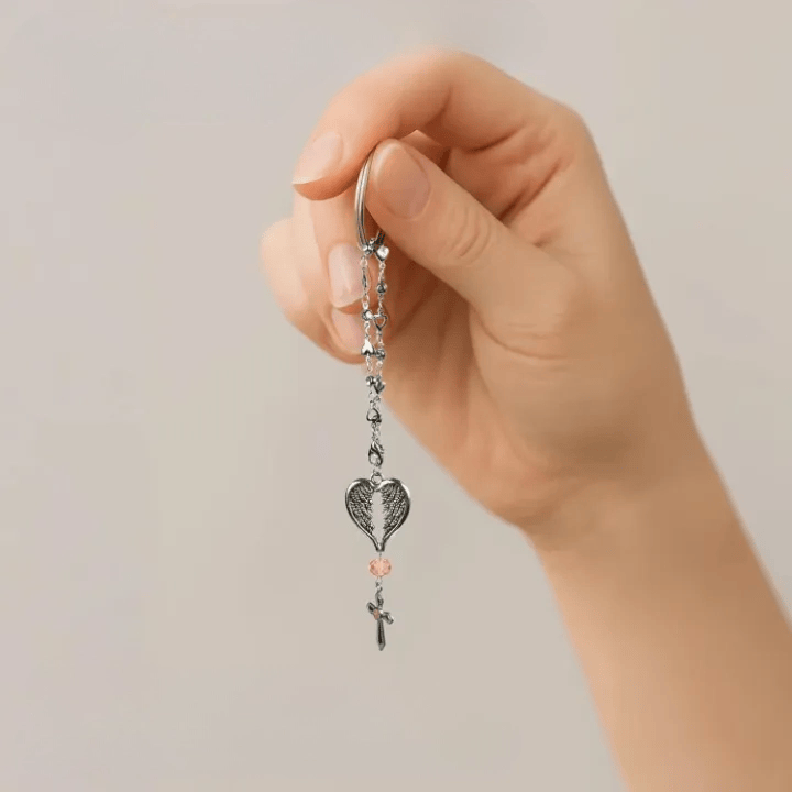 FREE Today: Guardian Angel-Wing Heart Keychain for Car: Quiet Reminder ...