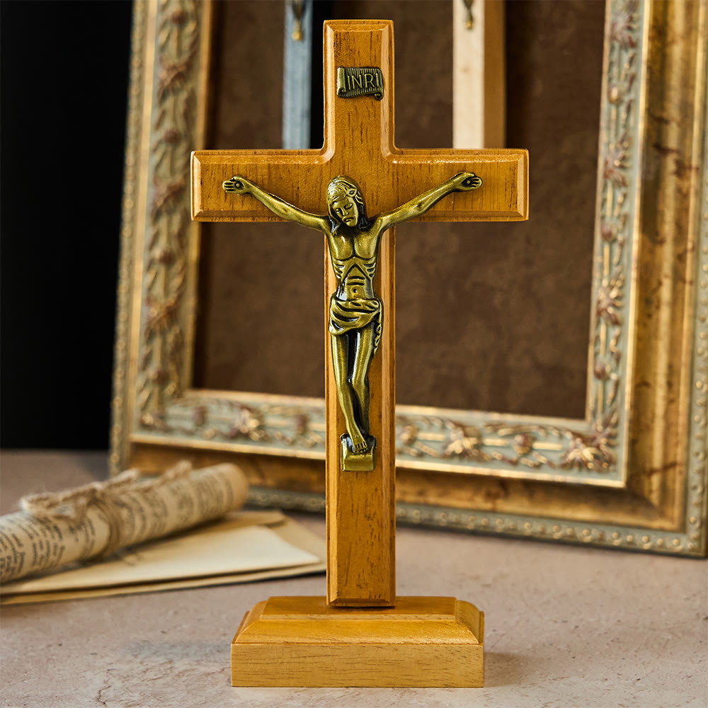 ChristianArtWorkshop Redemptive Love Wooden Crucifix - 25cm Desktop ...