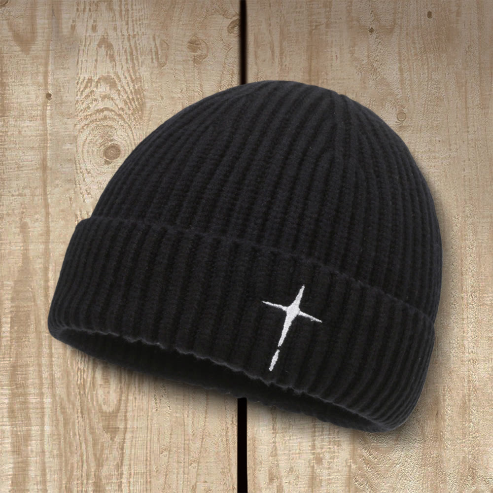 Christianartworkshop Subtle Cross Embroidered Beanie – Warm Faith Knit ...