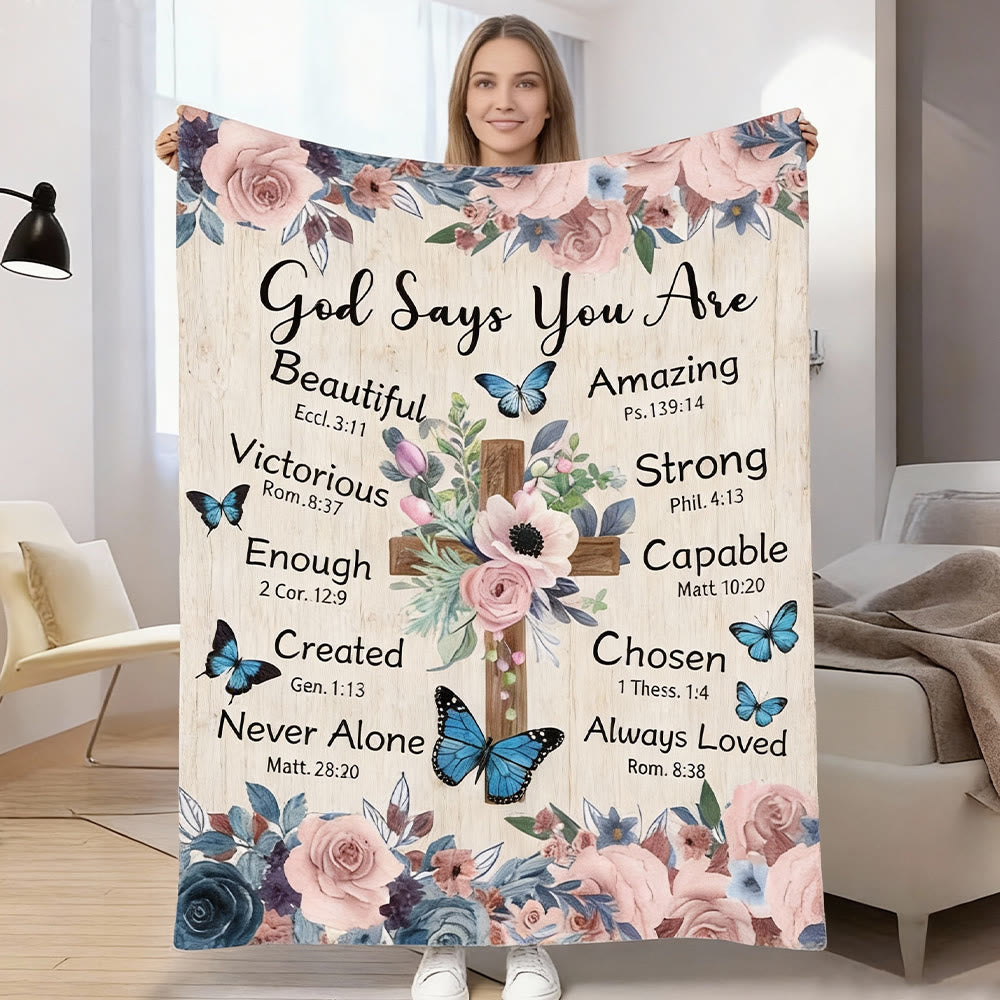 God Says You Are Faith Blanket | Christianartworkshop Scripture Throw ...