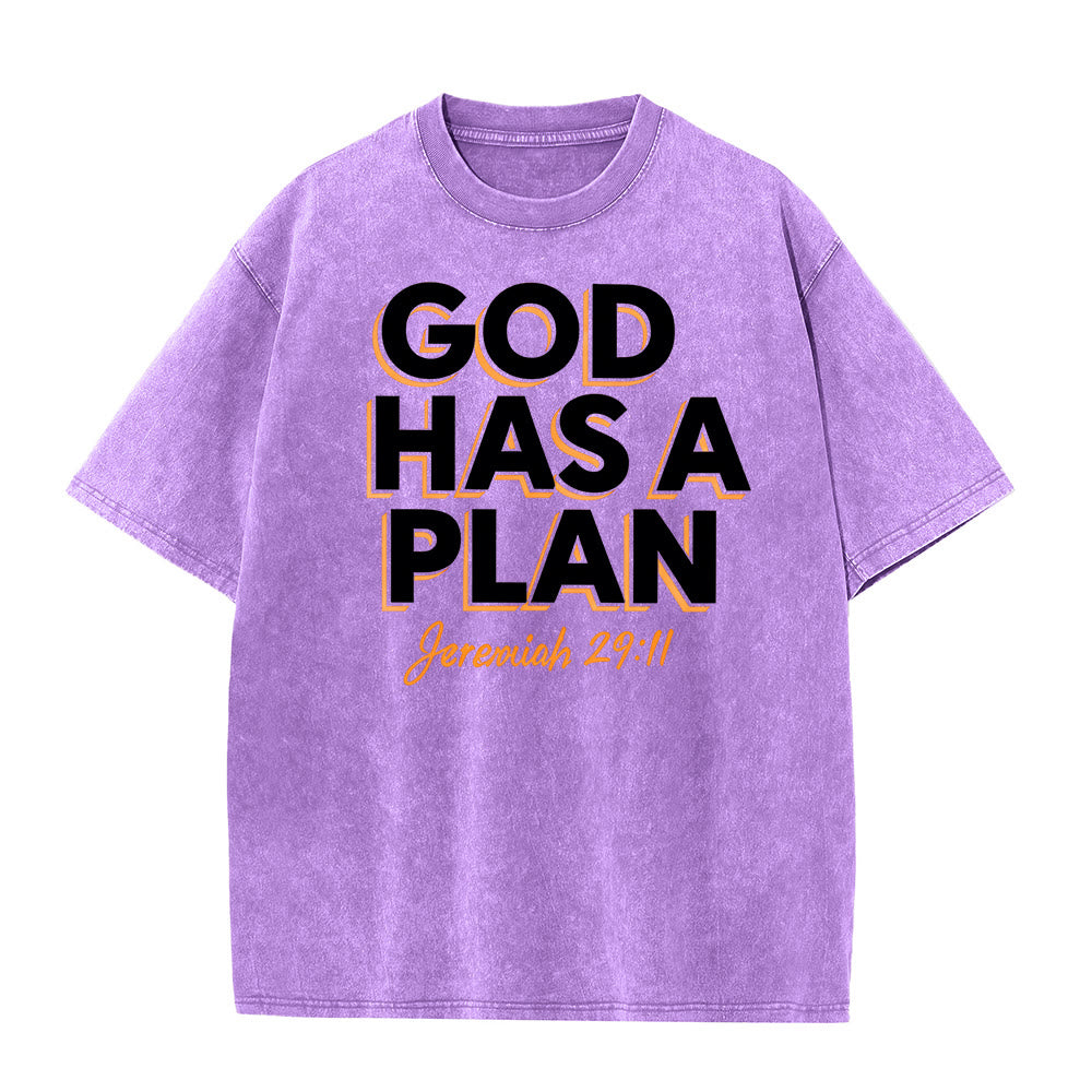 God Has A Plan T-Shirt - Unisex Washed Christian Tee (Jeremiah 29:11 ...
