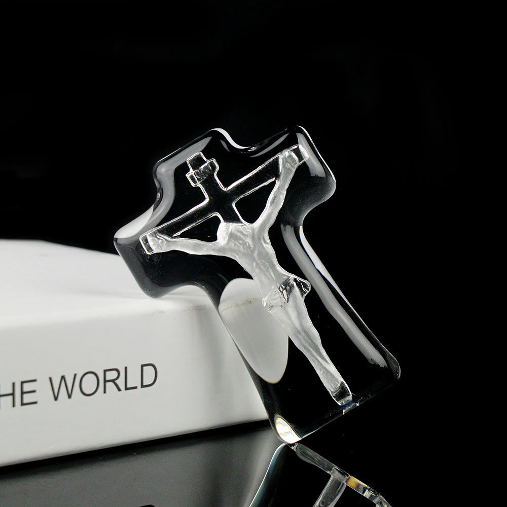 Christianartworkshop Classic Style White Crystal Clear Crucifix Jesus ...